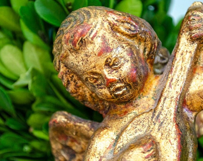 Rare Antique Italian Cherub, Florentine Wood, Gesso, Gold Leaf, Carved ...