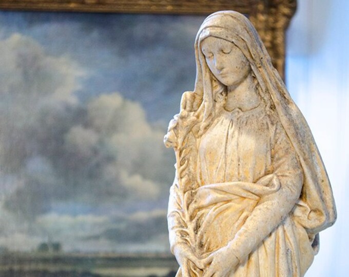 Antique French Our Lady Statue, Virgin Mary, Lilies, Blessed Mother ...