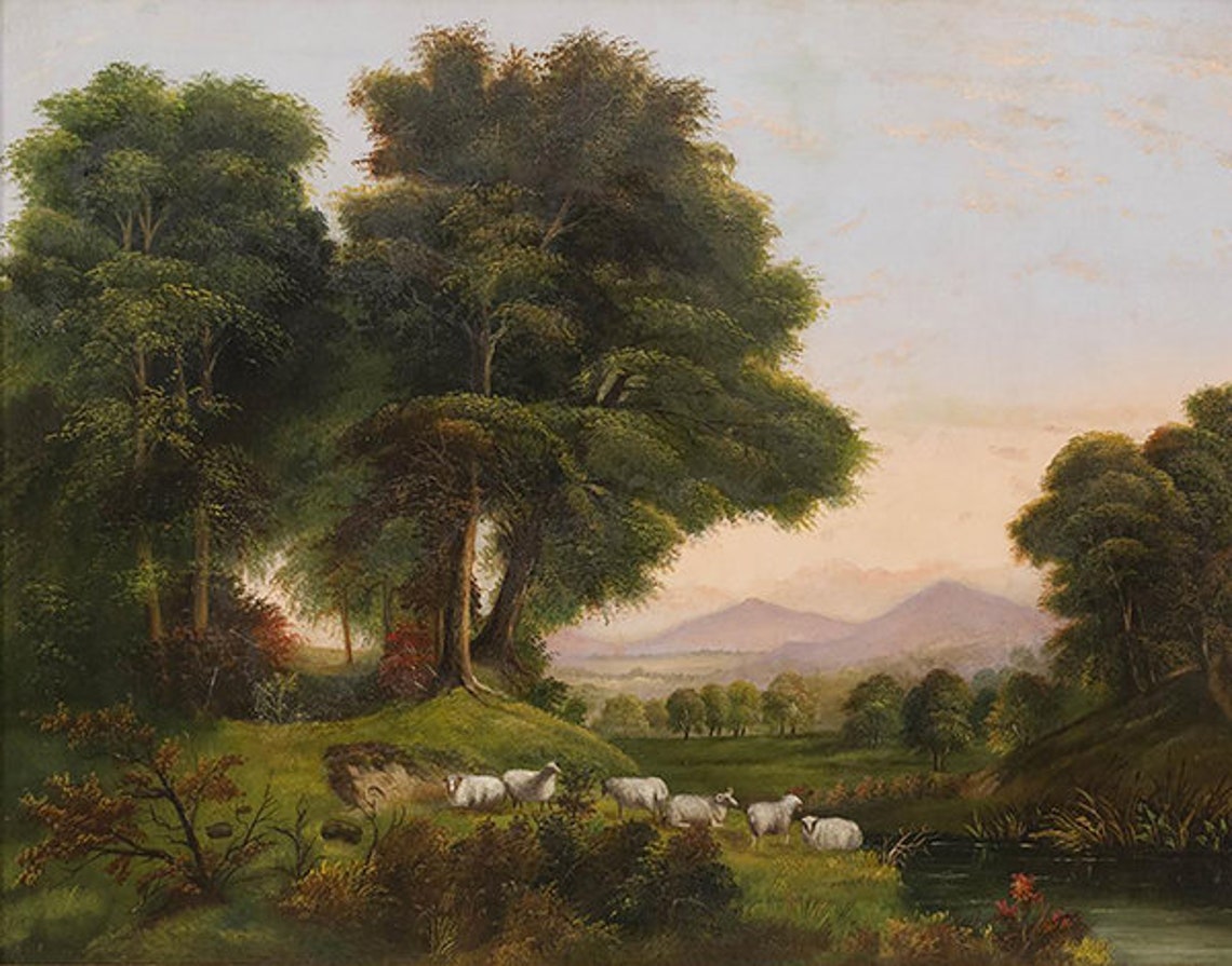 Pastoral Print on Canvas, Sheep - Etsy