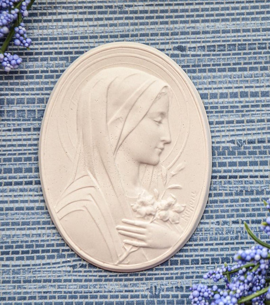 New! Blessed Mother Intaglio: Virgin Mary, Plaster Cast, Religious Art ...