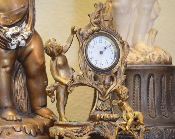 Antique Cherub Clock, New Haven, Brass, Mantle Clock - Etsy