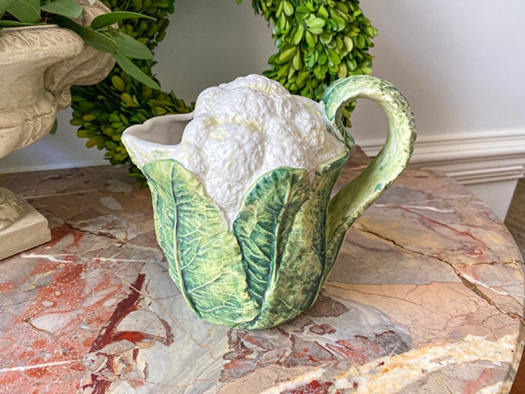Vintage Majolica Cauliflower Pitcher, Pottery - Etsy