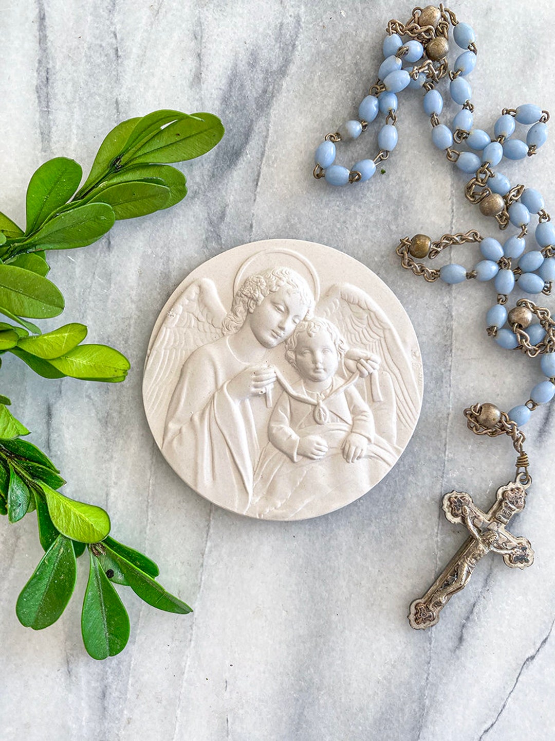 Guardian Angel Intaglio, Plaster, Religious - Etsy