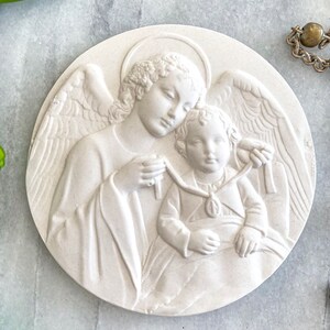 Guardian Angel Intaglio, Plaster, Religious - Etsy