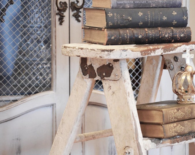 Shabby Vintage Wood Step Ladderoriginal White Paint Step - Etsy