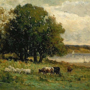 Cow Pastoral Landscape Print on Canvas, Art Print - Etsy