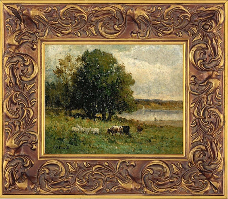 Cow Pastoral Landscape Print on Canvas, Art Print - Etsy