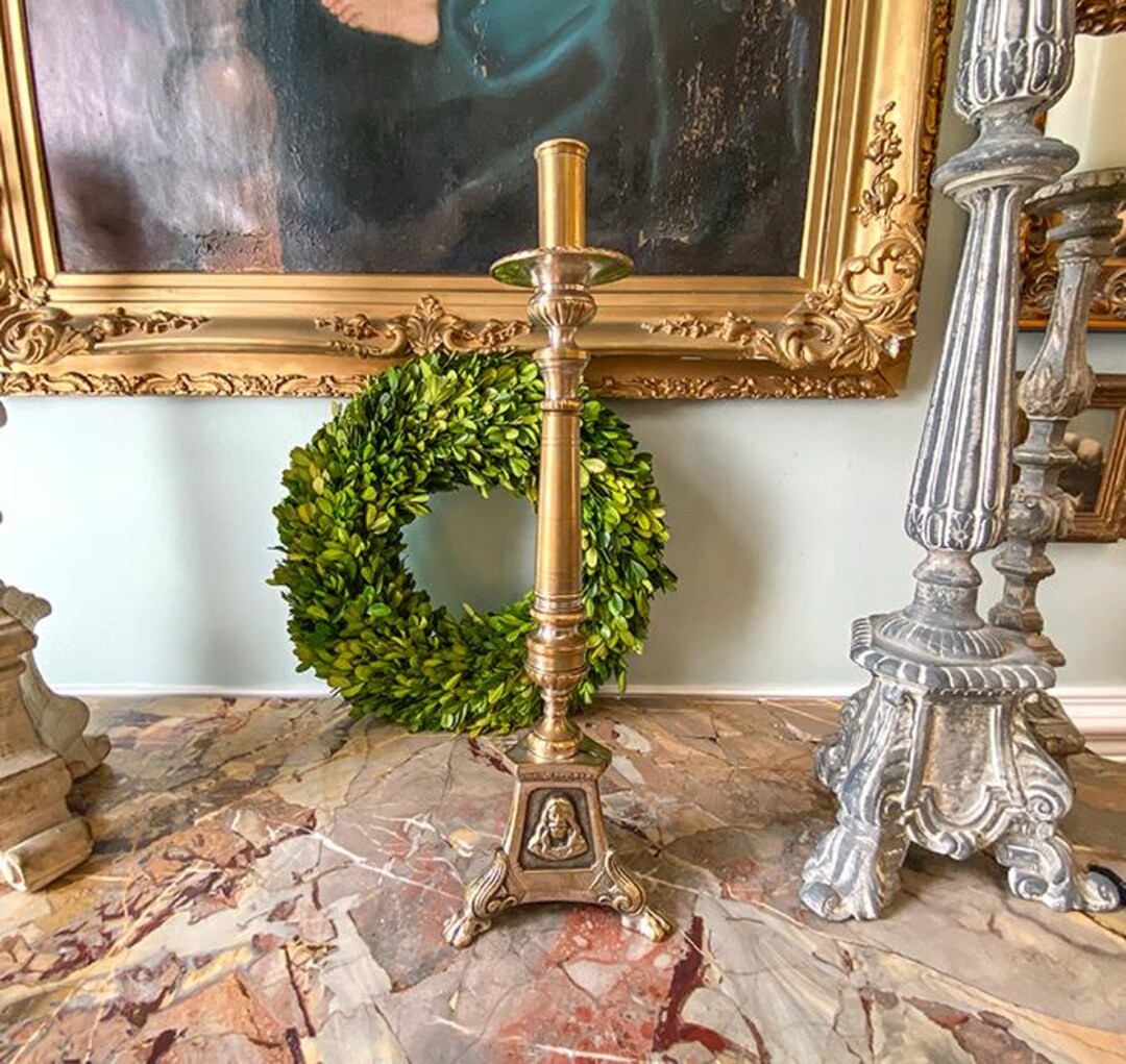 Antique Holy Family Church Altar Candlestick, Tripod Base, Church ...
