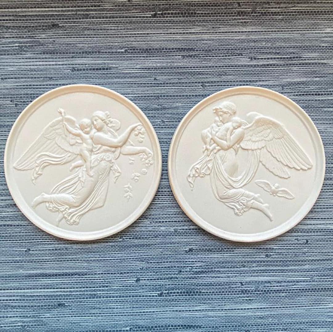Angel Intaglios, Plaster, Night and Day, Intaglio Art - Etsy