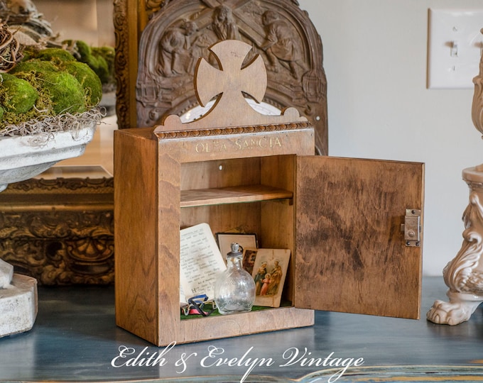 RARE Antique Catholic Ambry Box, Holy Oils, Olea Sancta, Oak Box ...