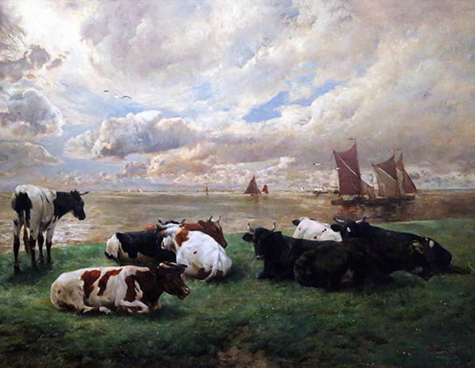 Cow Seascape Oil Painting Print on Canvas | Etsy