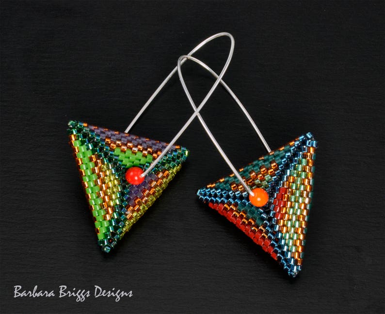 Geometric color Play Triangle Drop Earrings - Etsy