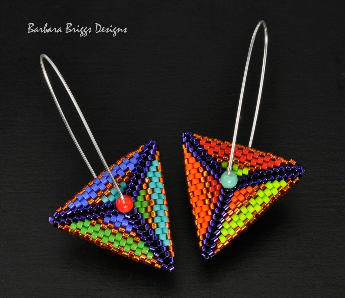 Geometric color Play Triangle Drop Earrings - Etsy