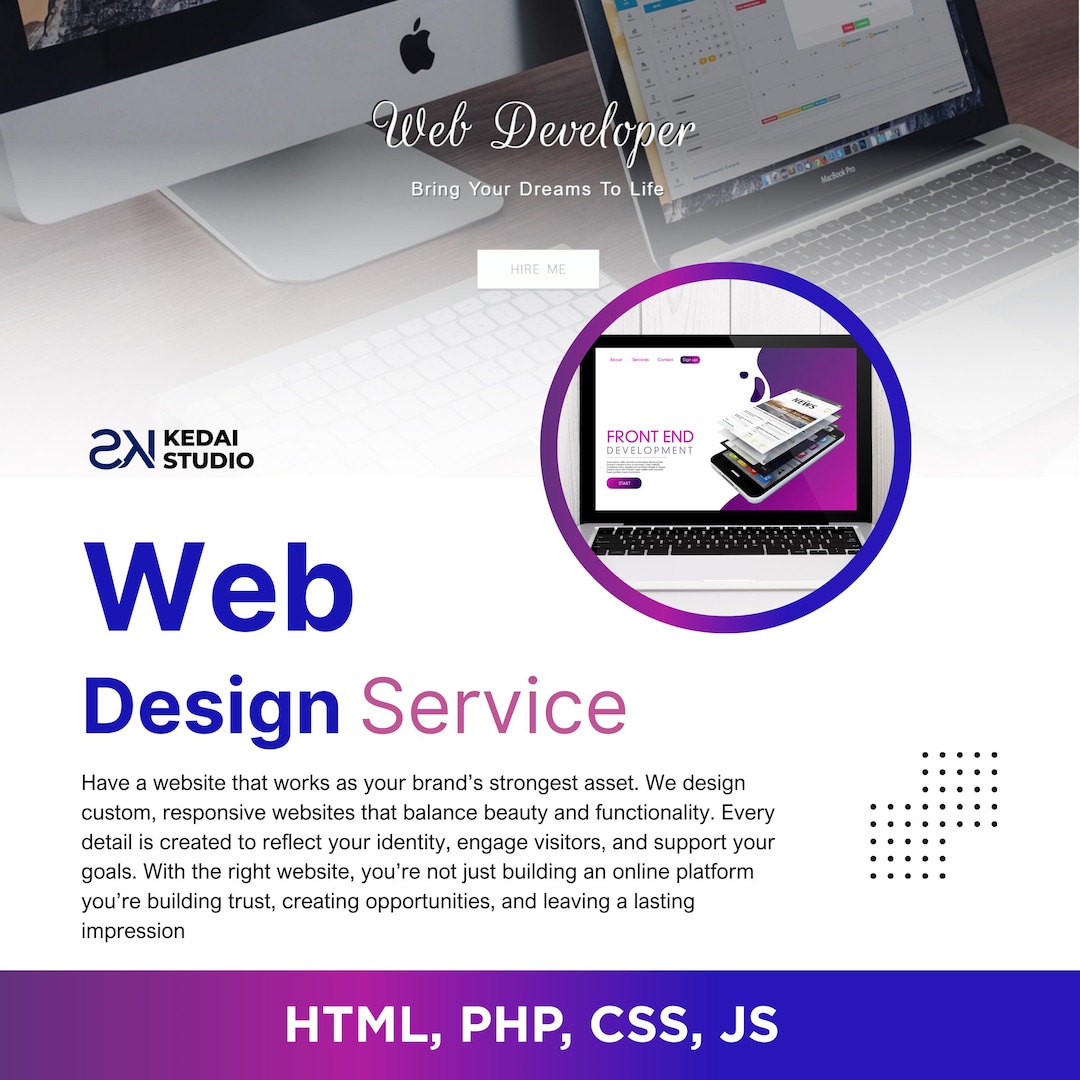 Custom One-page Portfolio Website Design (HTML, CSS, JS) - Etsy