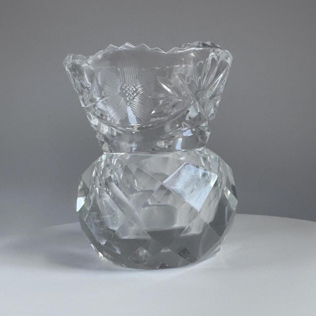Beautiful and Charming Tiny Lead Cut Crystal Vase, in Thistle Design ...