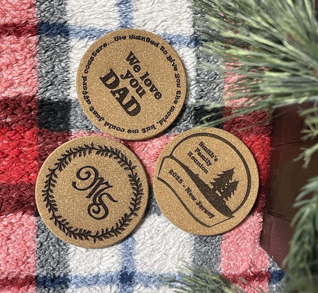 Personalized Cork Coasters | Family Monogram | Celebrations | Laser ...