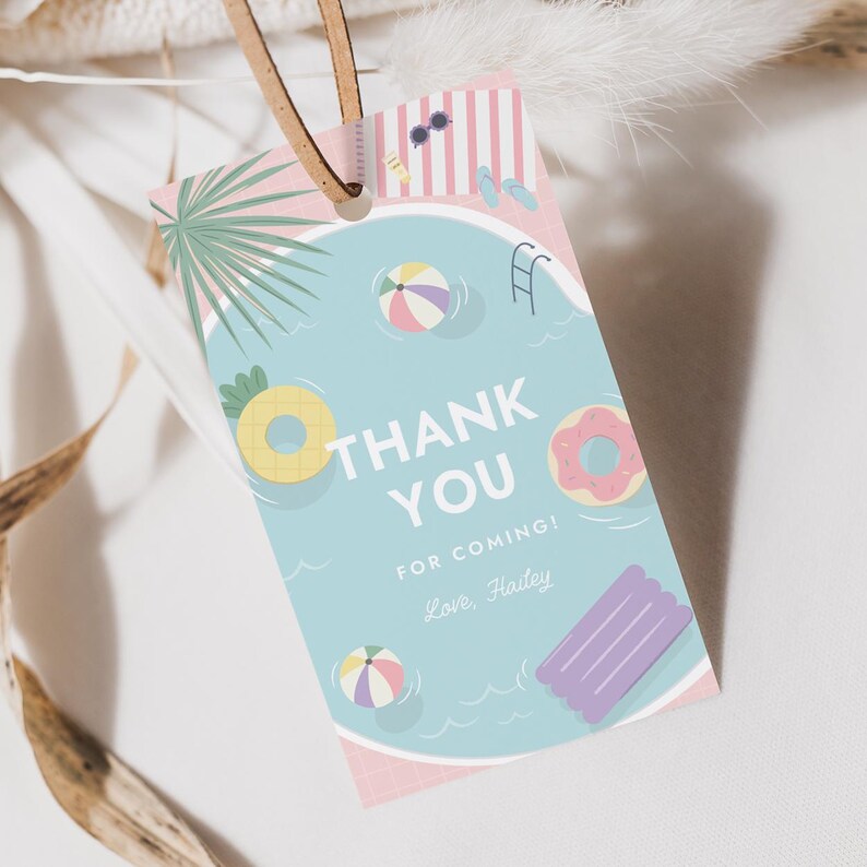 Pool Party Gift Tags | Editable Printable Thank You Tags | Summer Swim ...