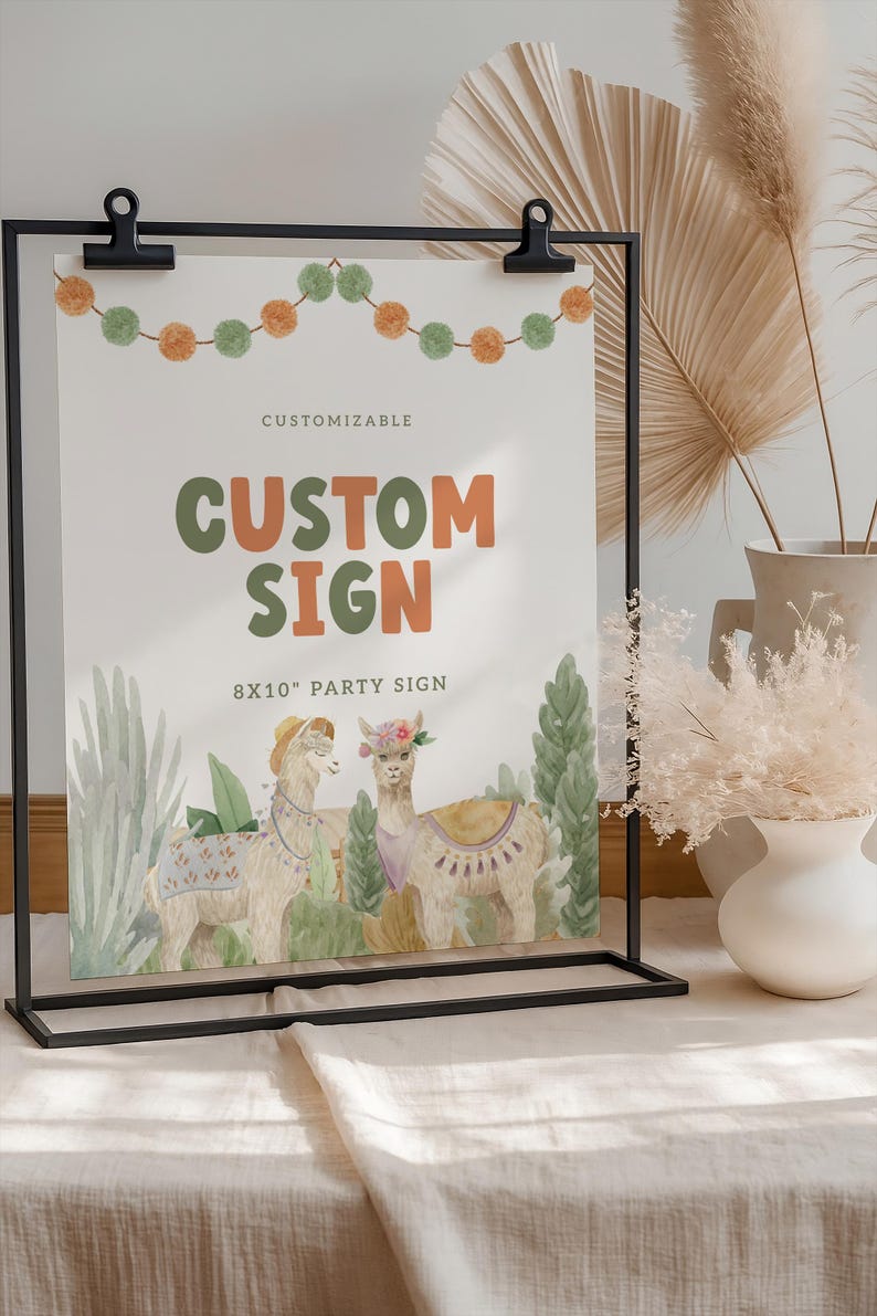 Editable Llama Custom Sign, Birthday Decor, Llama Fiesta Themed ...