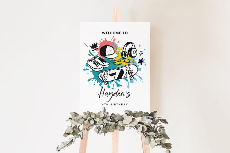 Editable Skateboard Welcome Sign, Custom Sign, Urban Graffitti Skate ...