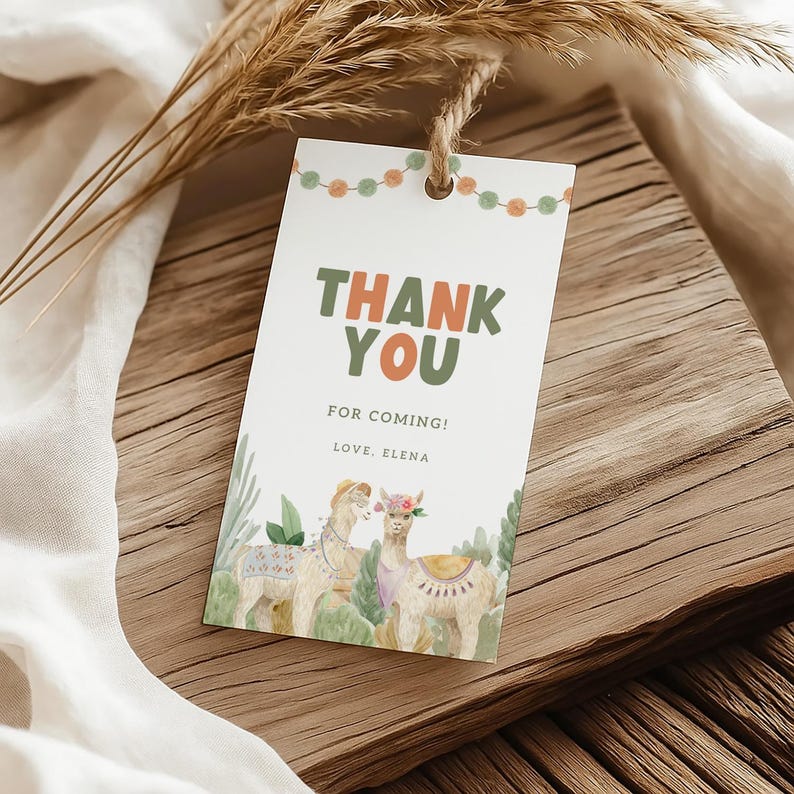 Llama Gift Tags | Editable Printable Thank You Tags | Llama Fiesta ...