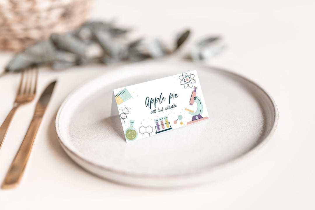 Editable Scientist Science Tent Fold Card | Lab Experiment Party Label ...
