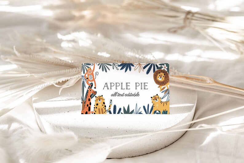 Editable Safari Animal Tent Card, Place Card, Food Tent, Jungle Wild ...