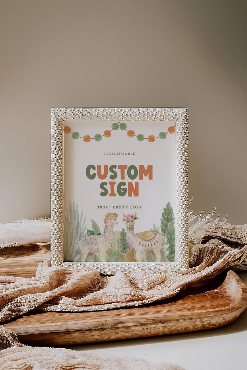 Editable Llama Custom Sign, Birthday Decor, Llama Fiesta Themed ...