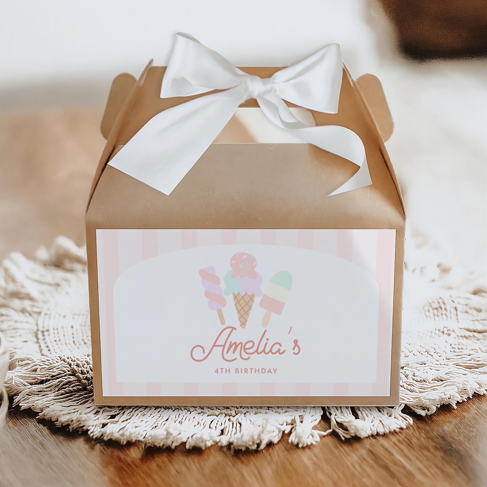 Editable Ice Cream Gable Box Label, Summer, Favor Box Label, Goodie Bag ...