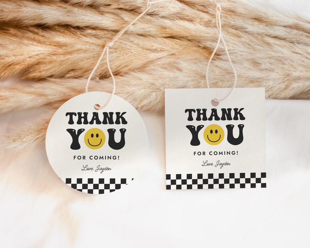 Editable Happy Dude Thank You Tag, Gift Tag, Happy Face, Digital ...