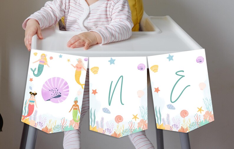 Editable Mermaid Birthday Banner, Mermaid Tail Party Bunting, Under the ...