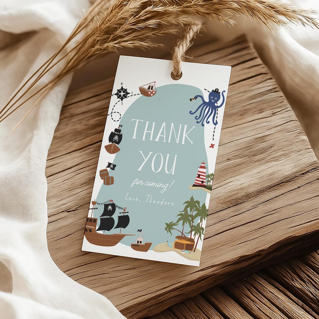 Ahoy Matey Pirates Gift Tags | Editable Printable Thank You Tags ...