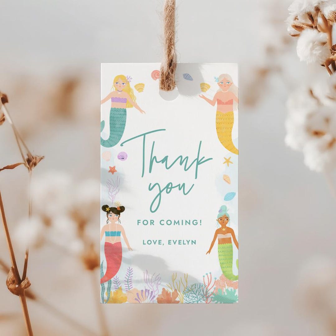Mermaid Gift Tags | Editable Printable Thank You Tags | Under the Sea ...