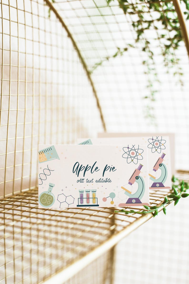 Editable Scientist Science Tent Fold Card | Lab Experiment Party Label ...