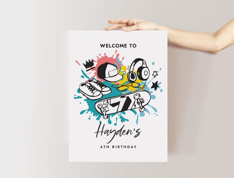 Editable Skateboard Welcome Sign, Custom Sign, Urban Graffitti Skate ...