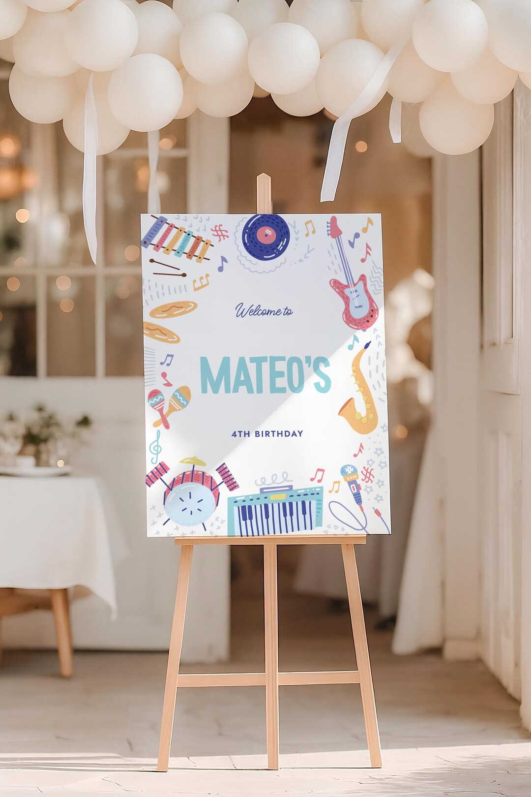 Editable Music Instrument Birthday Party Welcome Sign, Custom Sign ...