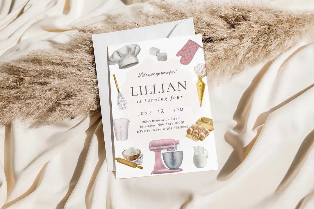 Editable Baking Birthday Invitation Template, Party, Digital Template ...