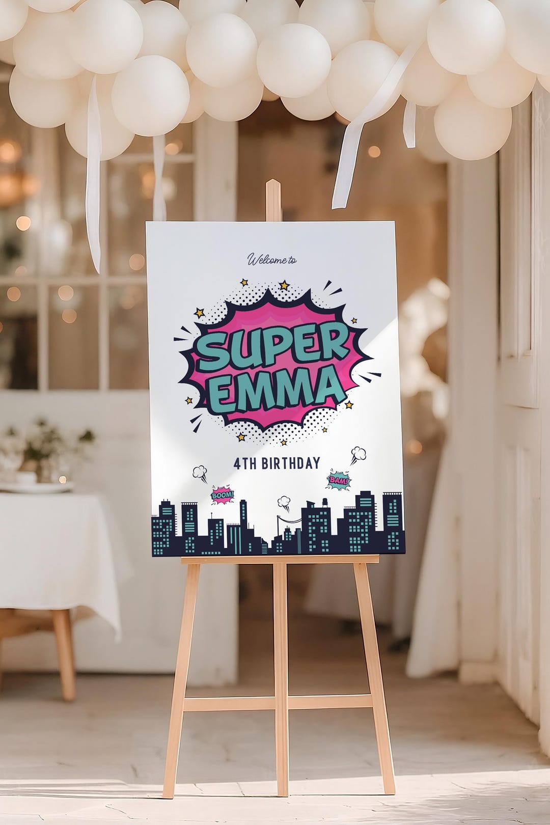Editable Super Hero Superhero Birthday Party Welcome Sign, Custom Sign ...