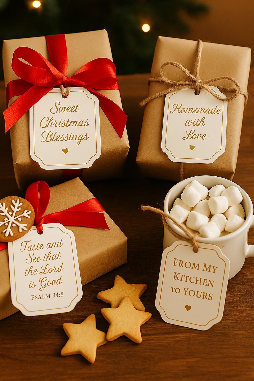 Christmas Treat Tags | Printable Gift Tags | Gold Heart Tags | Faith ...