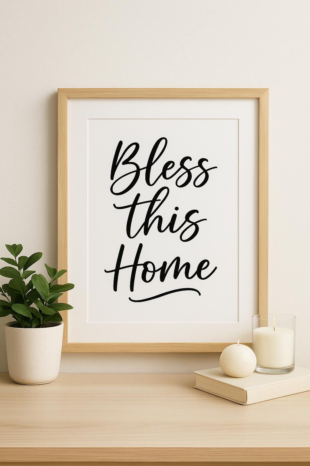 Bless This Home Printable • Modern Script Wall Art • Home Blessing ...