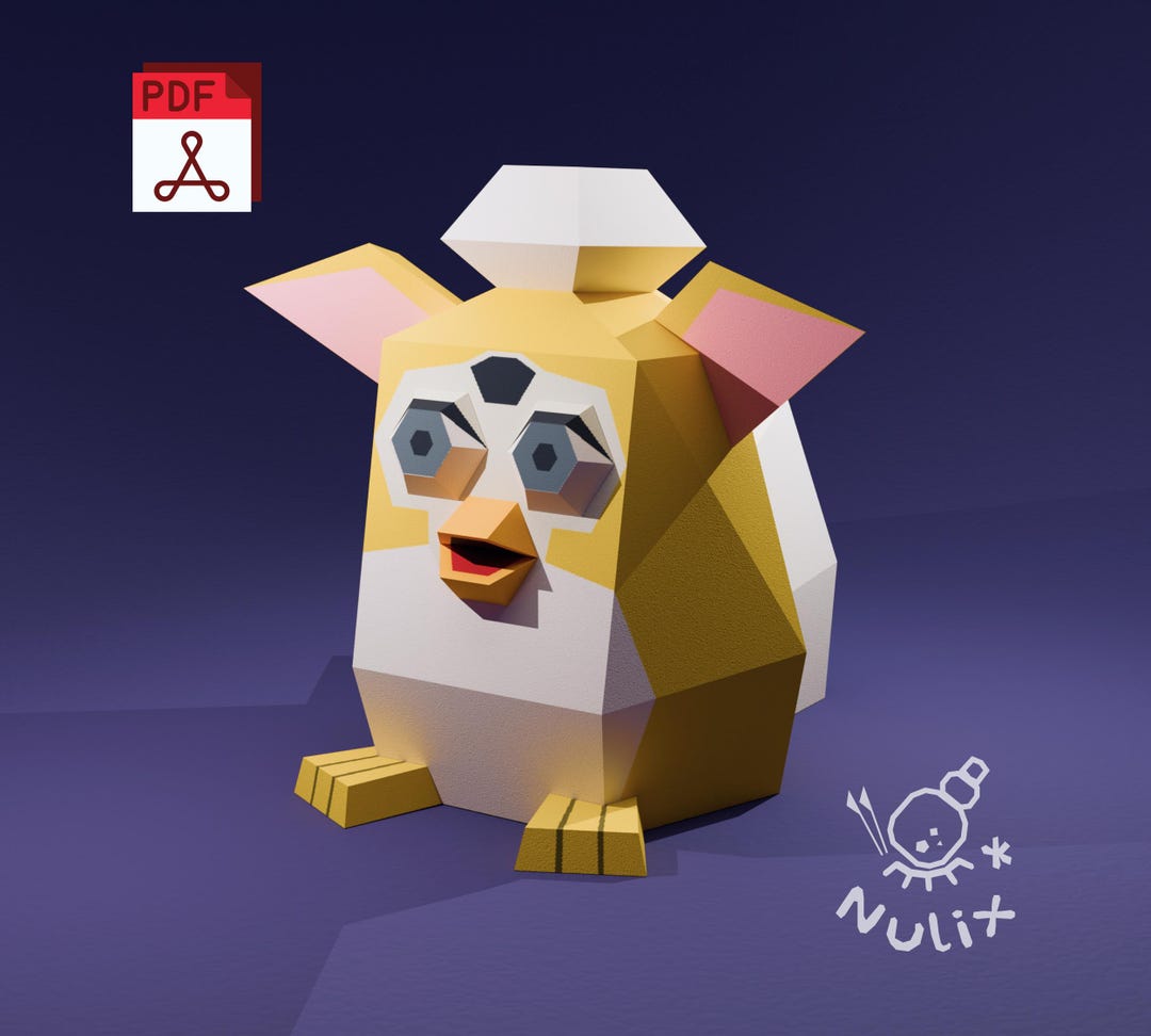 Yellow Furby Paper Model - Printable DIY Template - Instant Digital ...