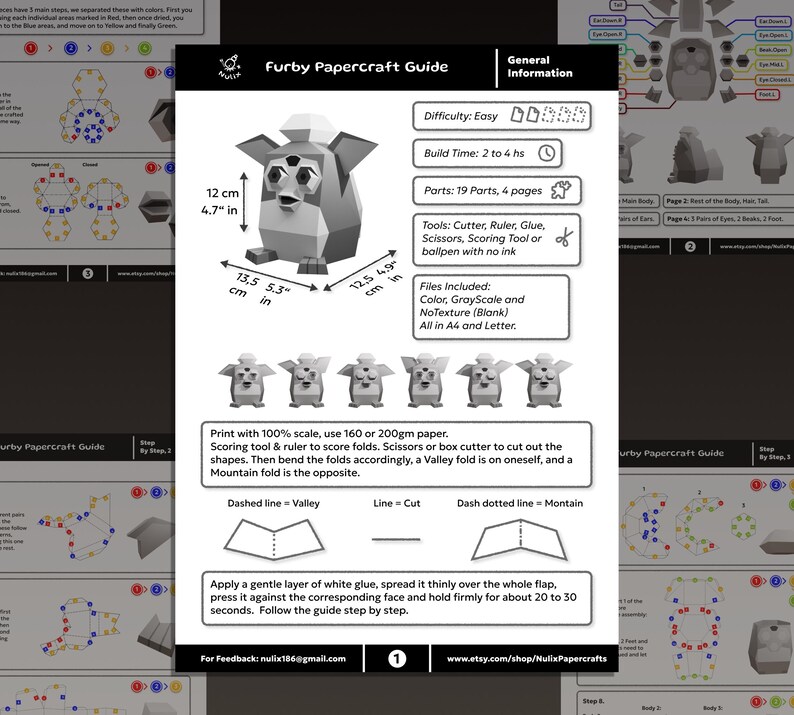 6 Colors Furby Papercraft Bundle - Custom Parts - PDF Templates - Etsy ...