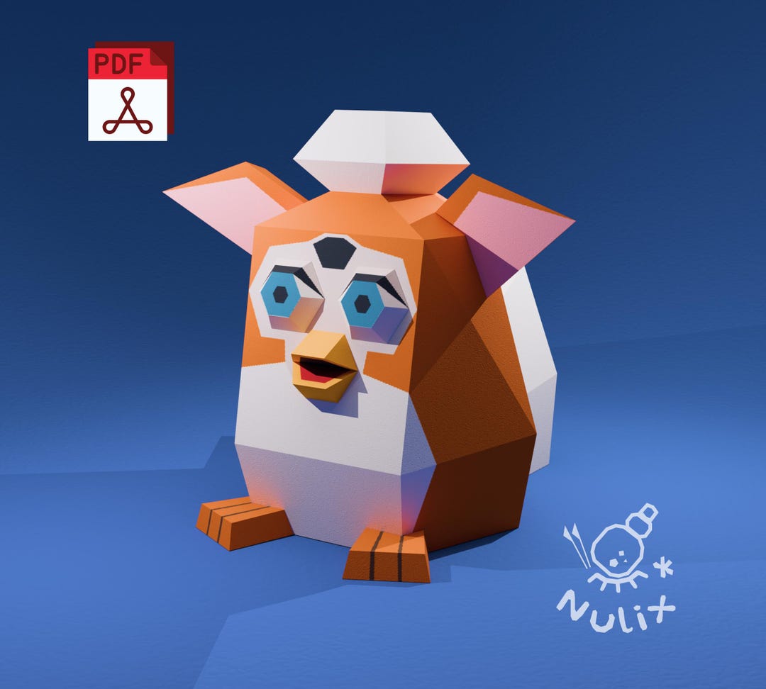 Orange Furby Paper Model - Printable DIY Template - Instant Digital ...
