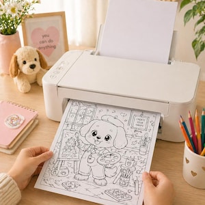 30 Cute Dog Coloring Pages Printable PDF, Kawaii Puppy Coloring Book ...