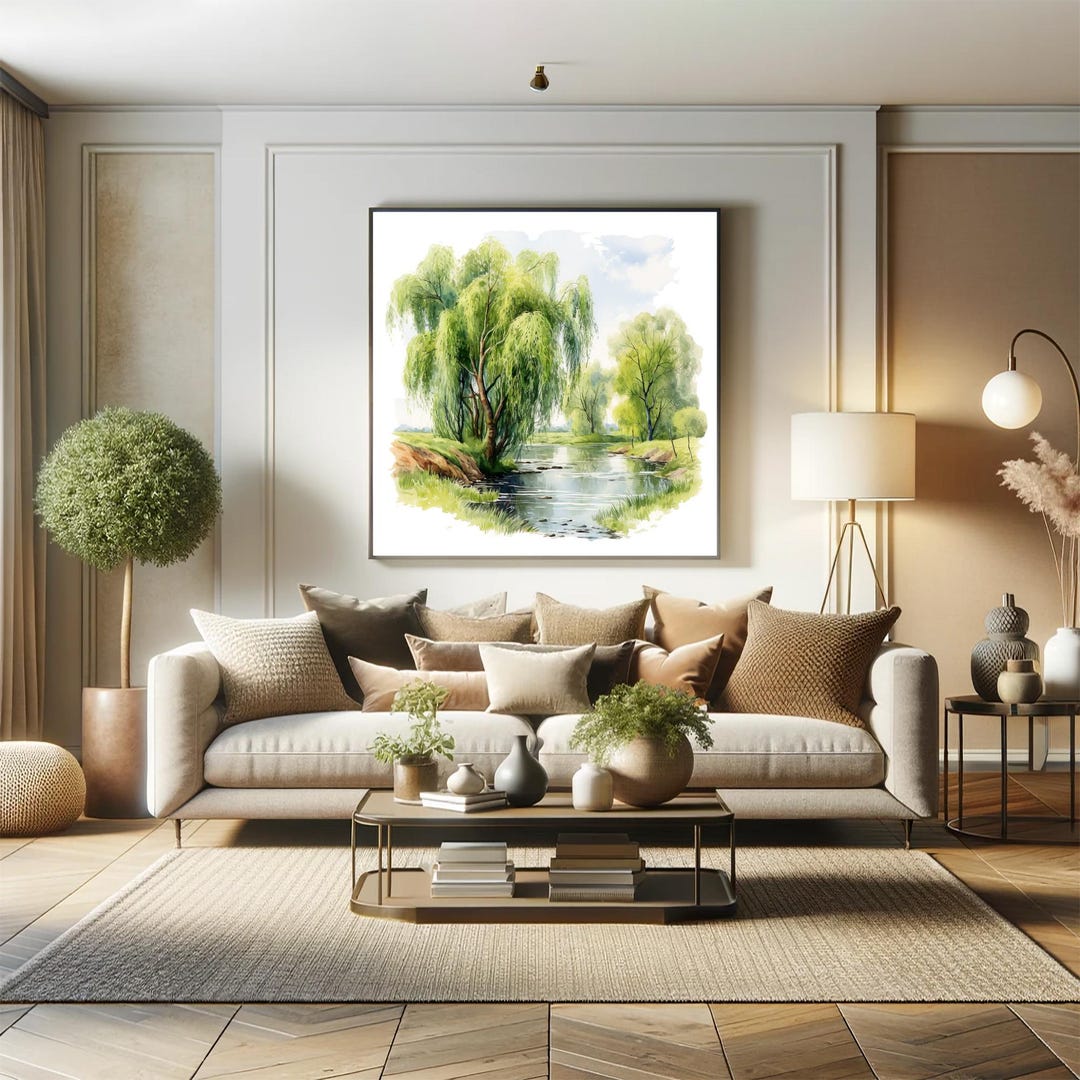 Willow Tree Riverside Wall Art Bundle Printable | Nature Landscape ...