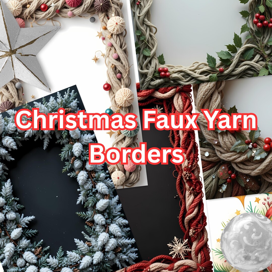 Faux Yarn PNG Borders | Printable Card Frames, Digital Papers, Junk ...