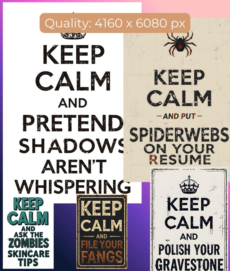 Vintage Style: 60 Spooky Halloween Keep Calm Posters, Funny Digital ...