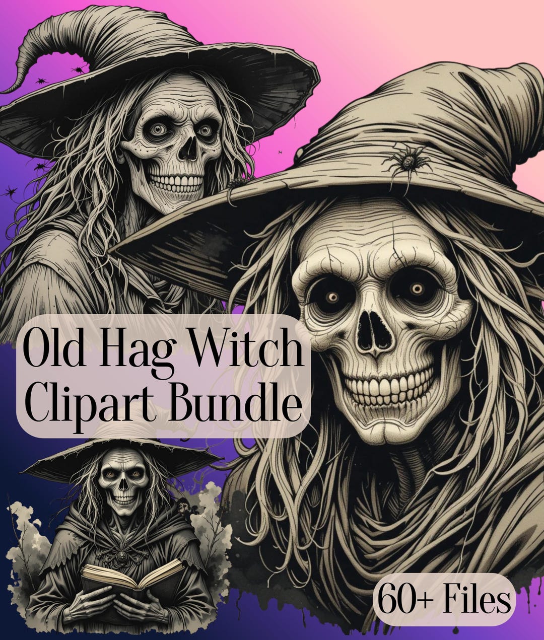 Hag Witch Clipart Bundle: 60+ Gothic Crone Portraits (PNG Download) - Etsy