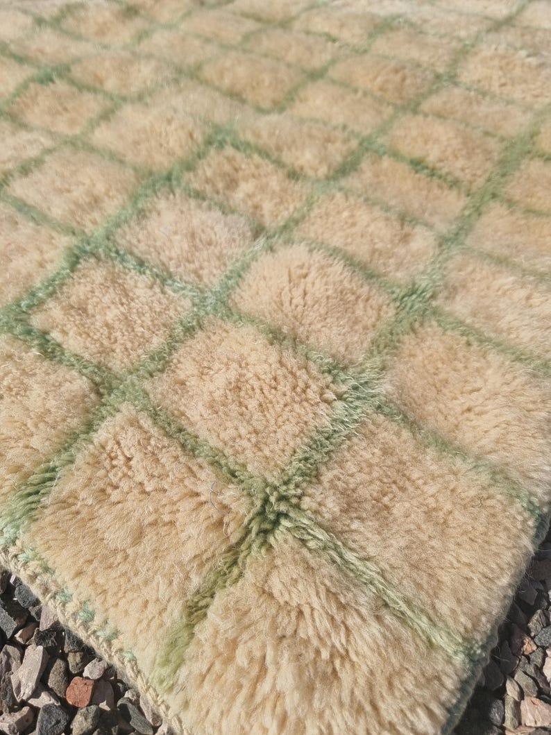 Handmade Ivory Beni Mrirt Rug – Grid Pattern Area Rug - Etsy UK