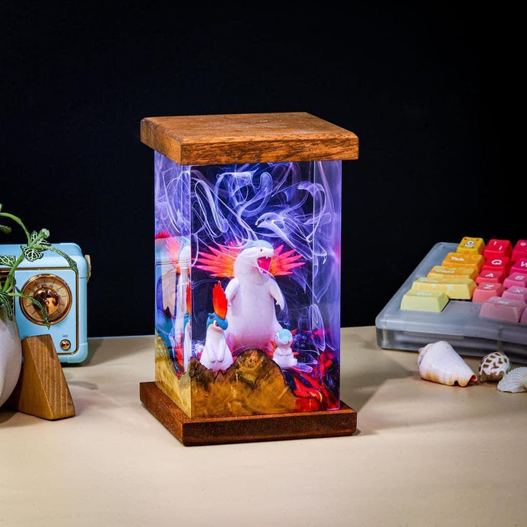 Cyndaquil Evolution Pokemon Lamp, Fire Type Starter Art Night Light ...