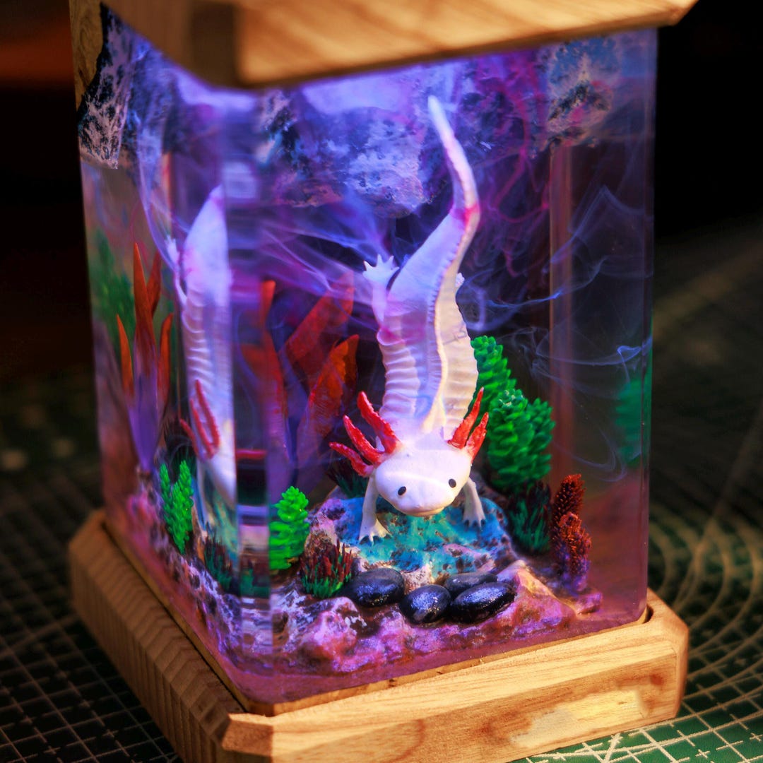Axolotl Resin Lamp, Cute Amphibian Art Night Light, Unique Pet Lover ...